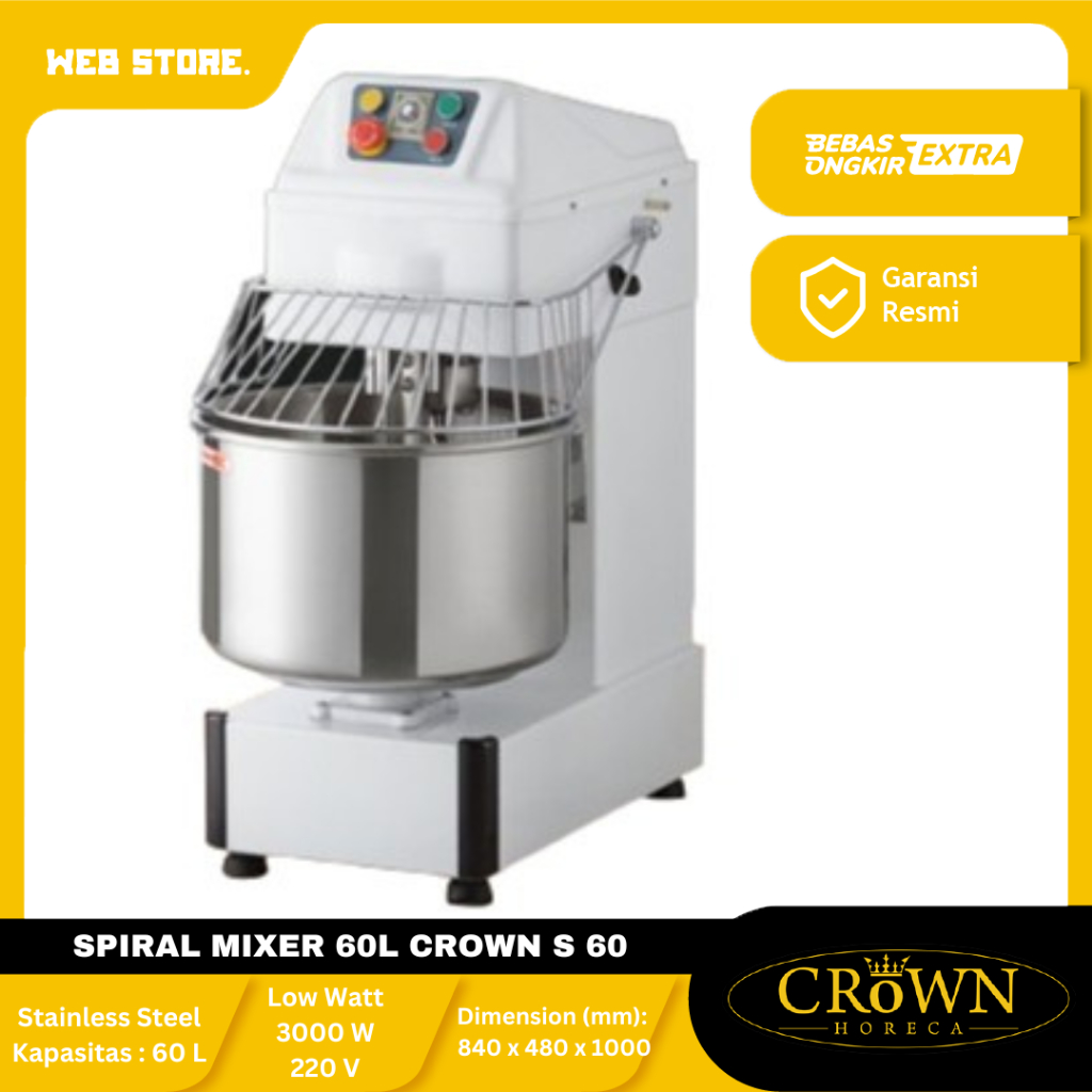 Jual Spiral Mixer 60L Crown S-60 Mesin Pengaduk Adonan Roti Kue Bolu ...