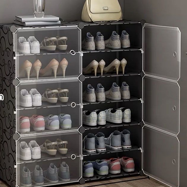 Jual Alby Mart Rak Sepatu Susun Plastik DIY 12 Susun 6 Pintu Tempat ...