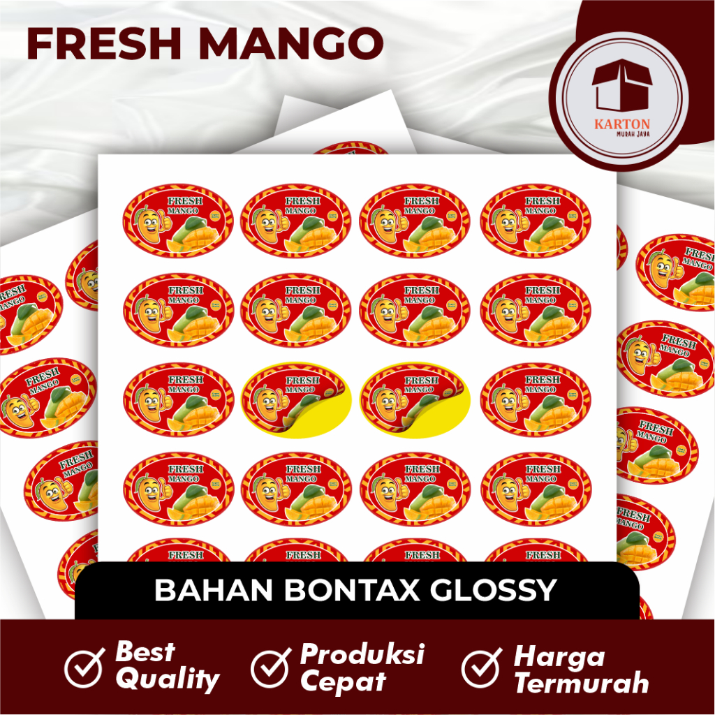 Jual STICKER/LABEL "FRESH MANGO" UK. 2,5 x 1,6 cm BAHAN BONTAX A4 ISI ...