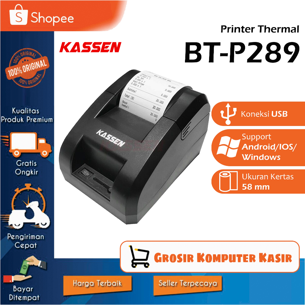 Jual Kassen BT-P289 | Printer Kasir POS Thermal 58mm | Shopee Indonesia