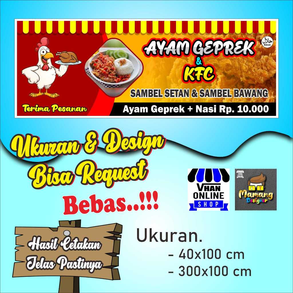 Jual Spanduk, Banner, Mmt Jualan Ayam Geprek, Kfc, Ayam Crispy | Shopee ...