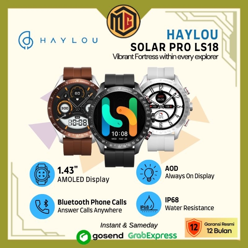 Jual Haylou Solar Pro LS18 Smartwatch 1.43" AMOLED Bluetooth Calls AOD ...
