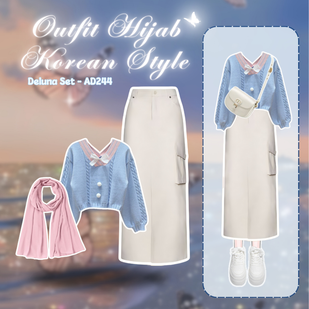 Jual 3 In 1 One Set Hijab OOTD Kekinian Korean Style Outfit Kece Simple ...