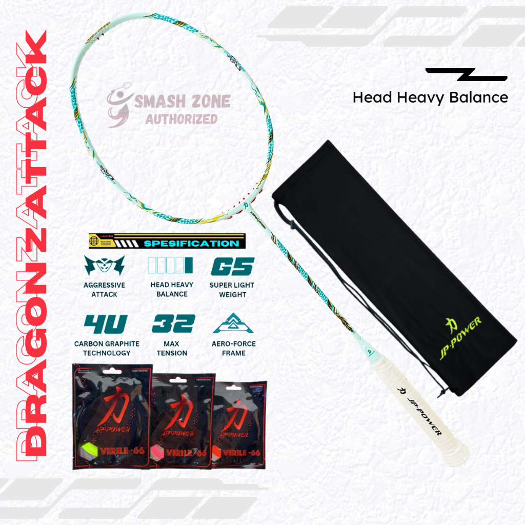 Jual Raket Badminton JP POWER Dragon Z Attack Original Super light Head ...