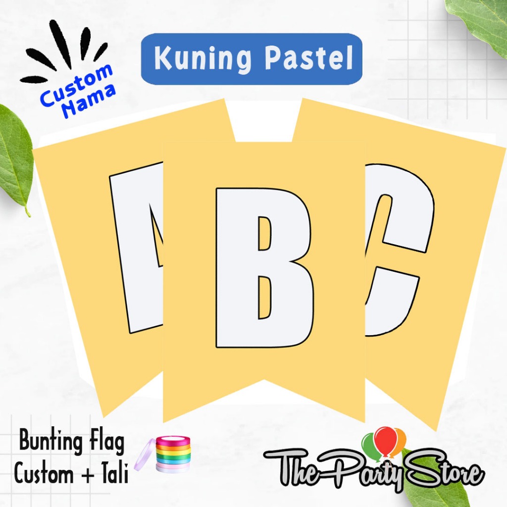 Jual Banner Bunting Flag Happy Birthday Kuning Pastel Polos / Banner ...