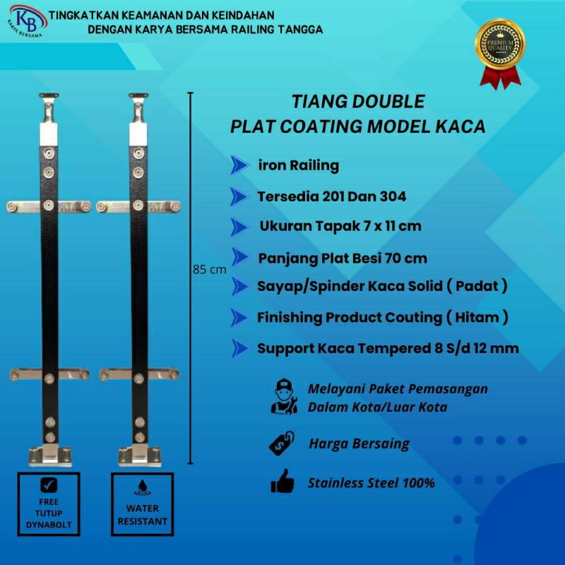 Jual Tiang railing tangga kaca balkon / Tiang railing tangga kaca plat ...