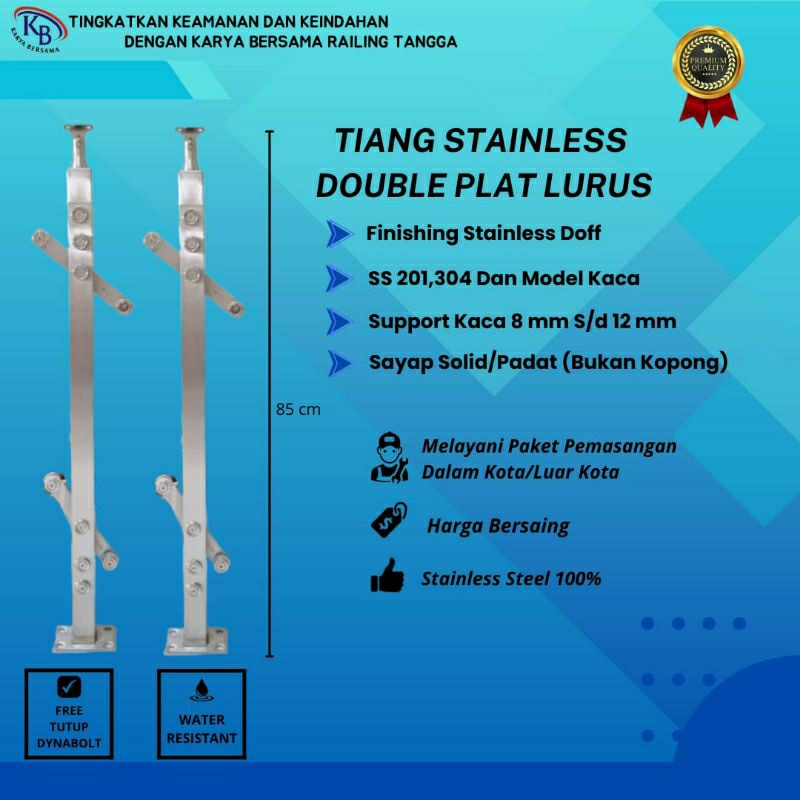 Jual Tiang railing tangga stainless minimalis kaca ss 201 304 Railing ...
