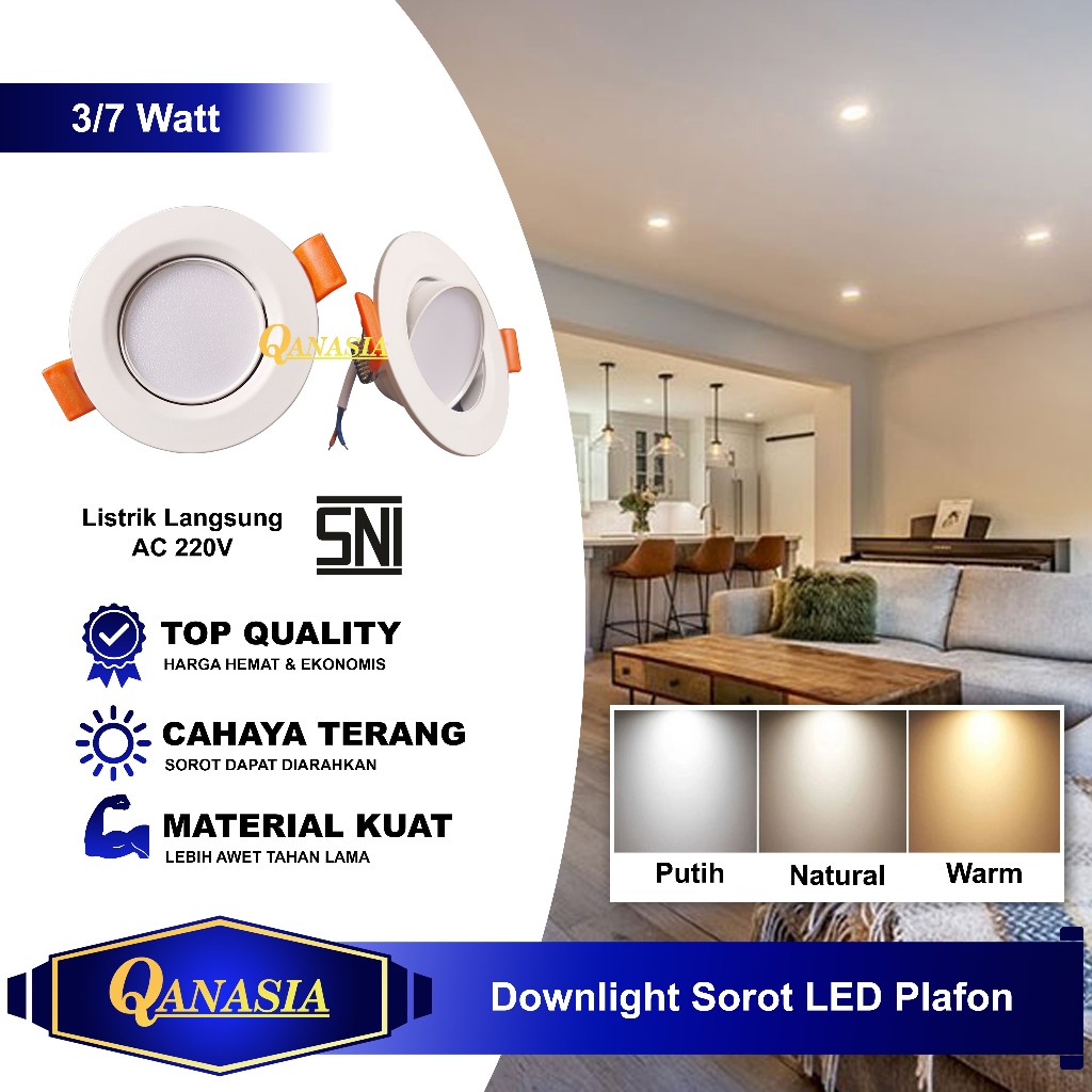 Jual Lampu Downlight LED 3W 7W 12W Lampu Plafon 3 Watt 7 Watt 12 Watt | Shopee Indonesia
