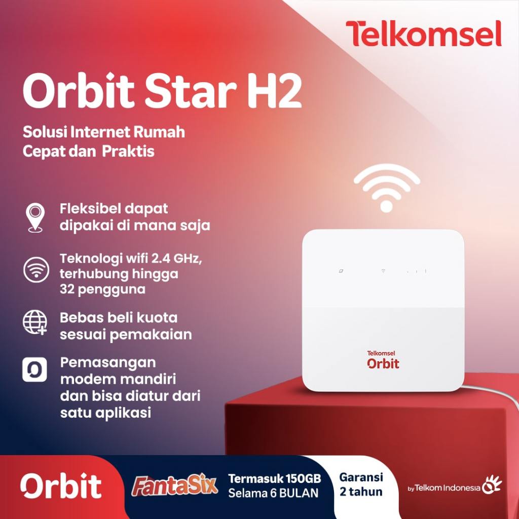 Jual Telkomsel Orbit Star H2 Modem WiFi 4G High Speed Bonus Data ...