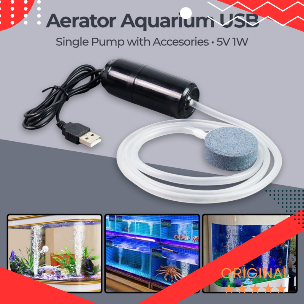 Jual Aerator Aquarium USB Single Pump with Accesories 5V 1W [COD] BAYAR ...