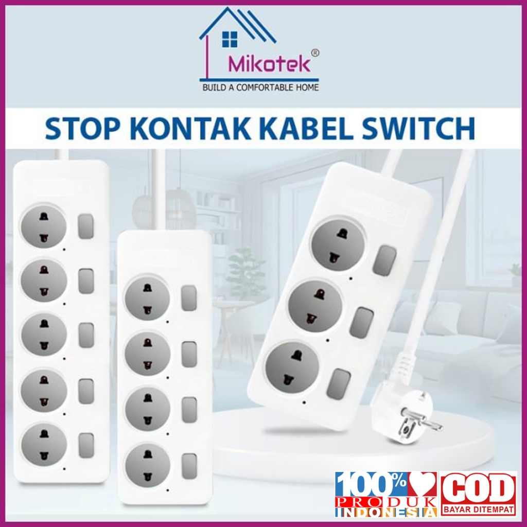 Jual Stop Kontak Kabel Switch Mikotek / Stop Kontak Kabel Saklar On Off ...