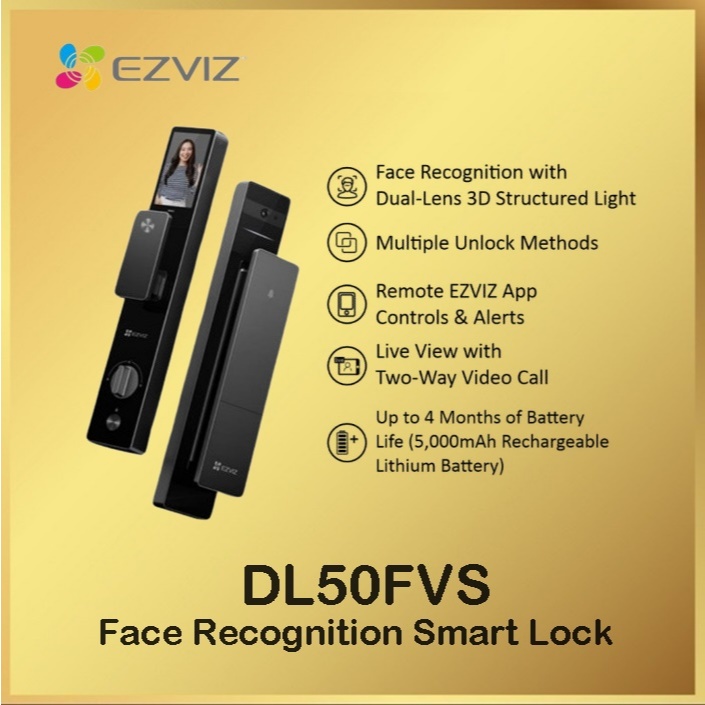 Jual Ezviz DL50FVS Face ID Recognition Smart Security Door Lock ...