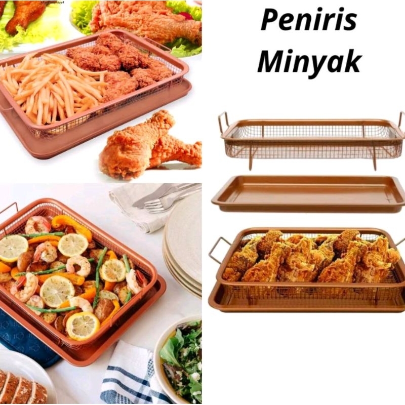 Jual nampan tirisan minyak goreng stainless gold TEBAL / peniris minyak ...