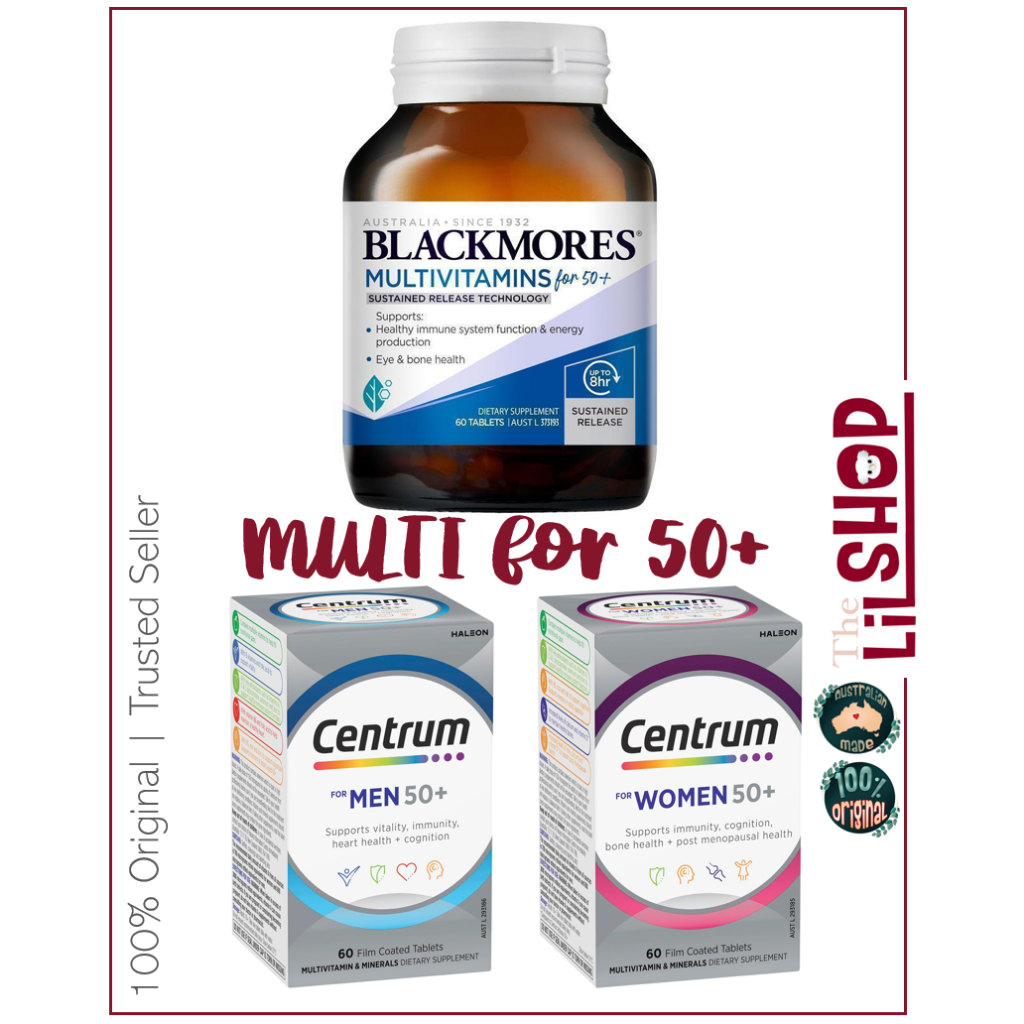 Jual Blackmores Multivitamin For 50+ Sustained Release 60 Tablets | Centrum For 50+ Men Women 60 ...
