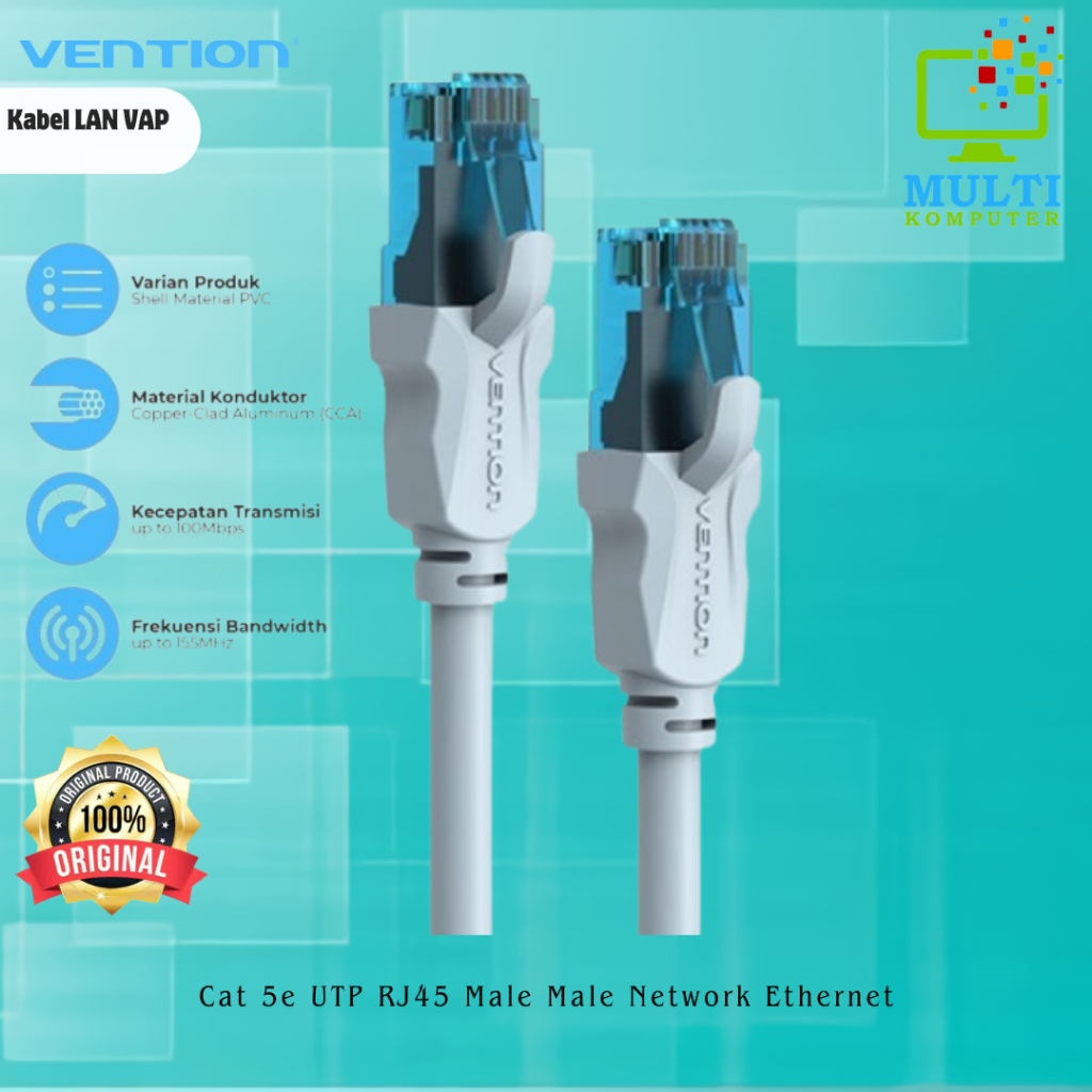 Jual Kabel LAN Vention VAP 5M Cat.5e UTP RJ45 Network Ethernet | Shopee Indonesia