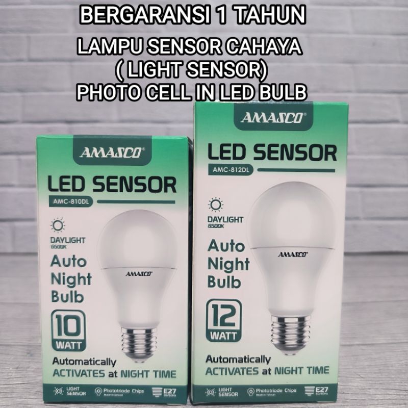 Jual AMASCO LAMPU LED SENSOR CAHAYA 10W 12 WATT PUTIH / WARM WHITE 3000K SNI LIGHT SENSOR BAGUS ...