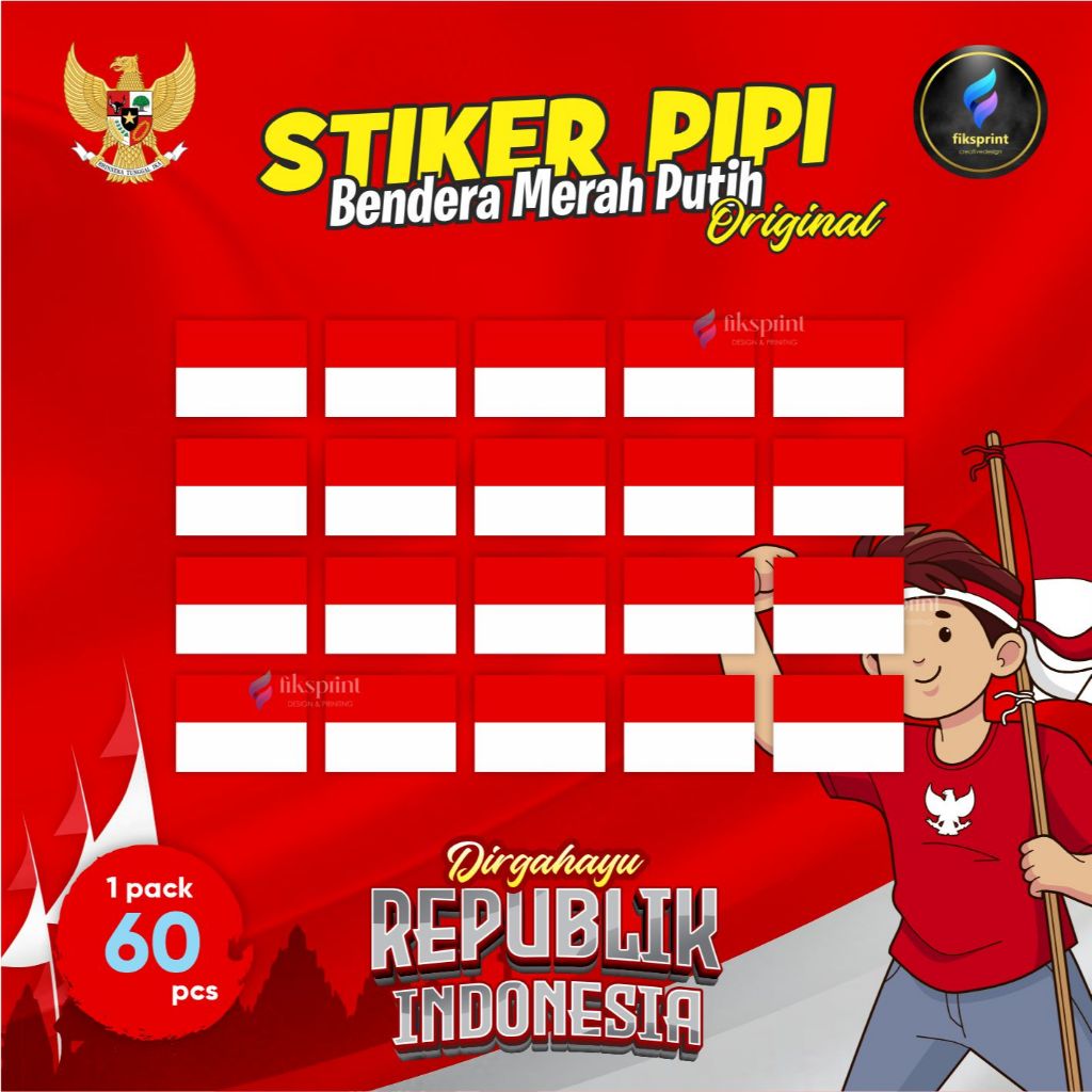 Jual Sticker bendera merah putih per pcs sticker 17 agustus DIRGAHAYU ...