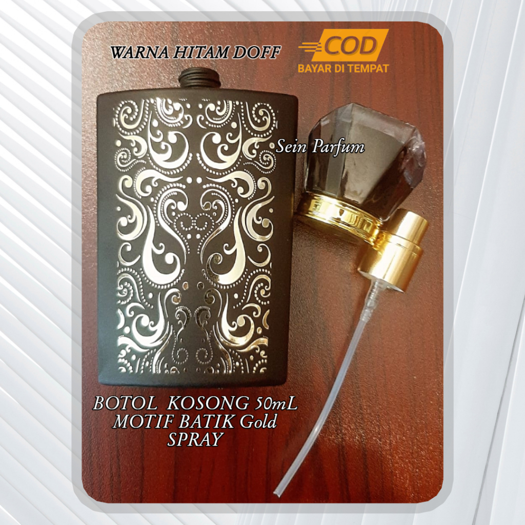 Jual Botol Parfum Kosong Spray Motif BATIK GOLD | Botol Spray Kaca ...