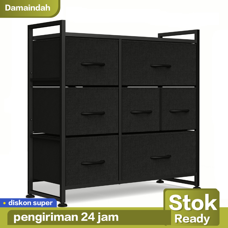 Jual Damaindah Lemari Pakaian / Kain Linen 6 Laci Lemari Sisi Ranjang ...