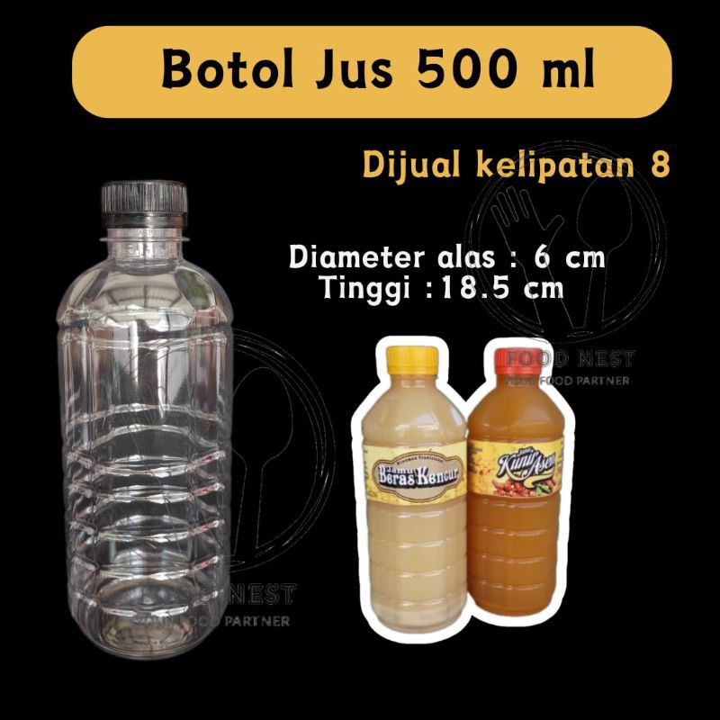 Jual [kelipatan 8] botol jus botol jamu botol plastik 500ml botol ...