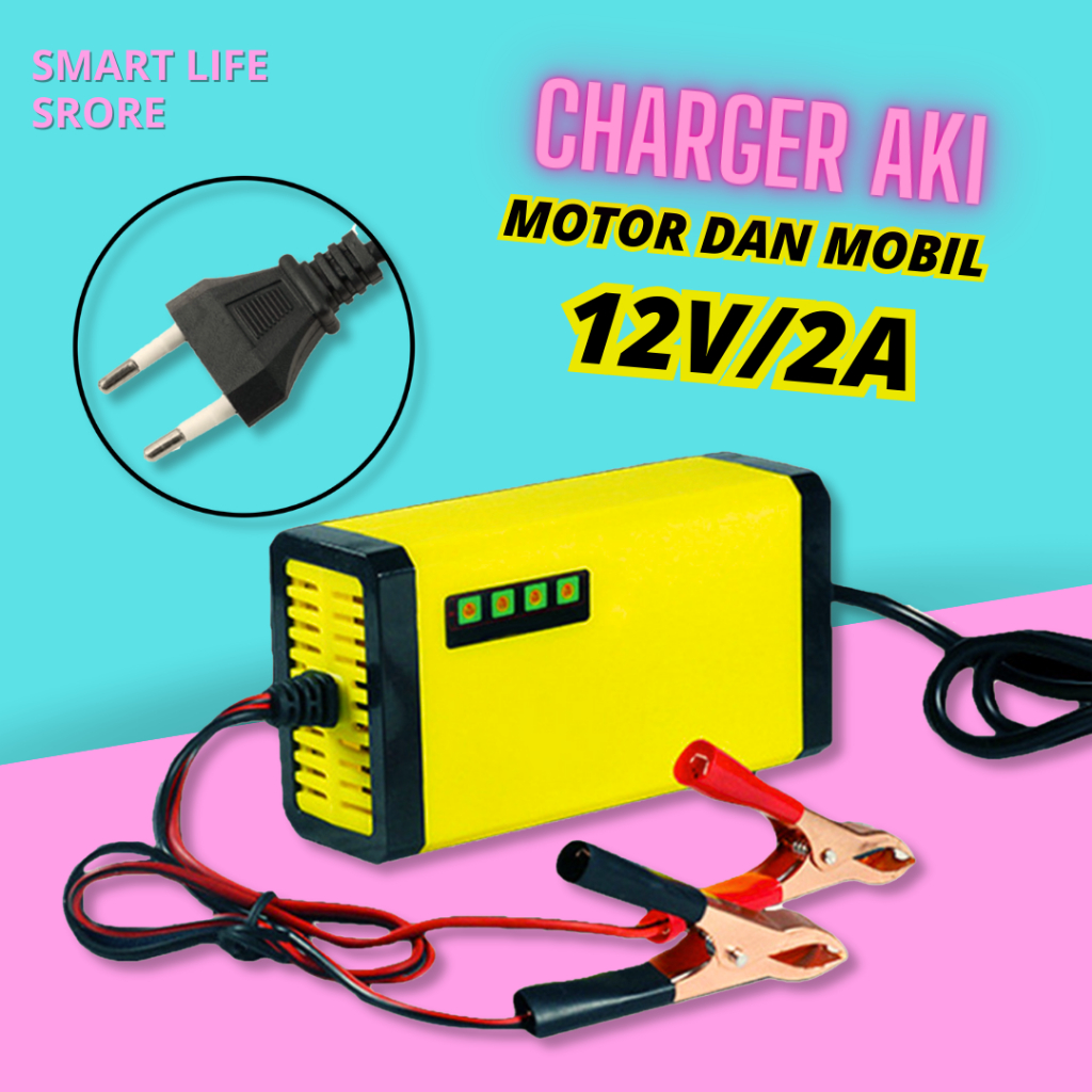 Jual CAS CASAN AKI MOTOR MOBIL 12V/12A PORTABLE OTOMATIS CHARGER ACCU ...