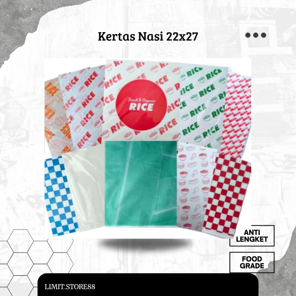 Jual KERTAS NASI KFC 27x22 kemasan 100 lembar Foodgrade | Rice Printing ...