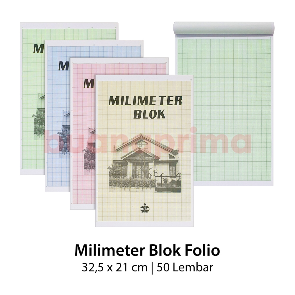 Jual Milimeter Blok Folio Biru Merah Kuning Hijau Kertas Buku Gambar ...