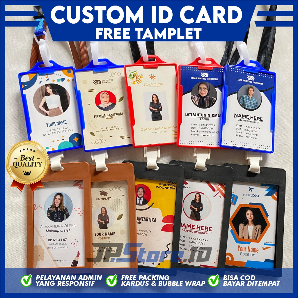 Jual Cetak ID Card Custom Lengkap (Card + Holder + Tali) / Cetak Name Tag | Shopee Indonesia