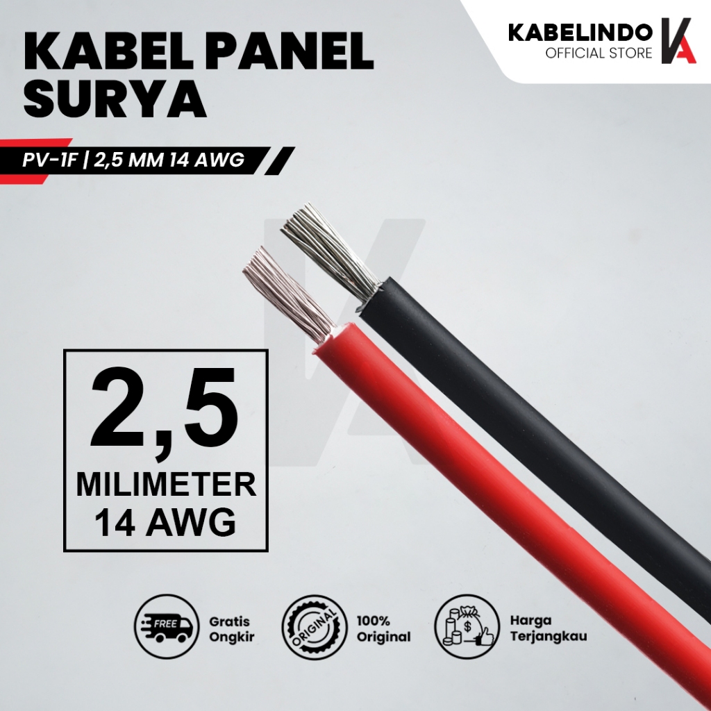 Jual Kabel Auto Solar Panel Surya PV-1F Solar Panel Cable 1 x 2.5mm² 14 AWG 1000V AC - 1500V DC ...