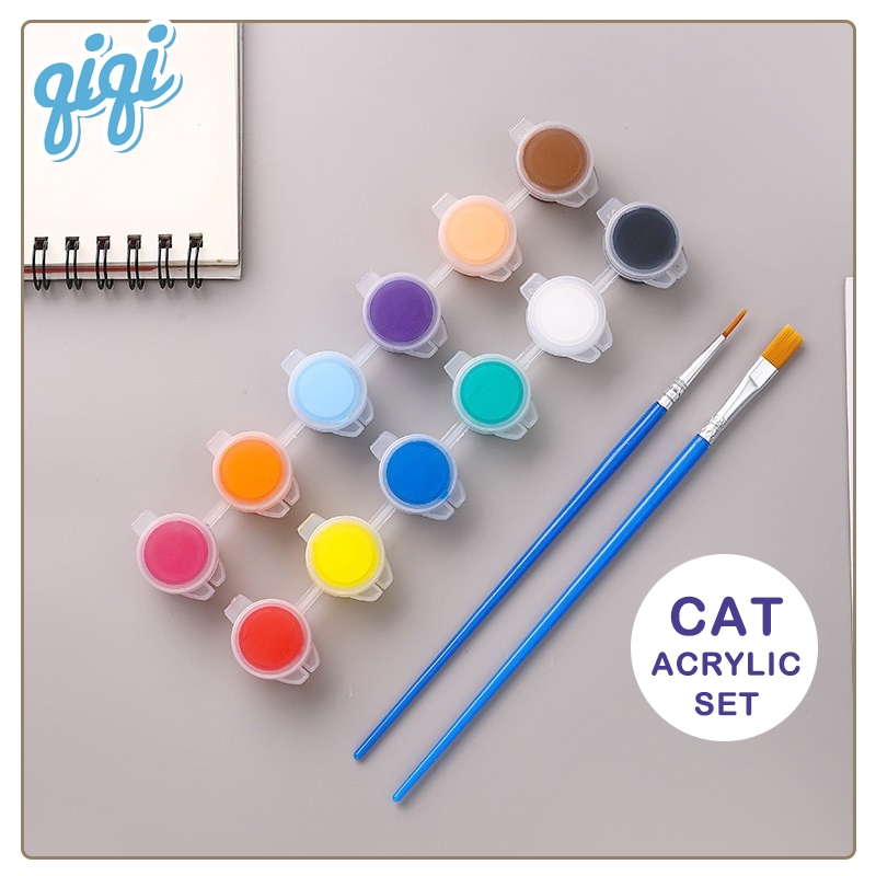 Jual Cat Lukis / Cat akrilik Set / Acrylic Paint Set 6/12 Warna/Cat ...