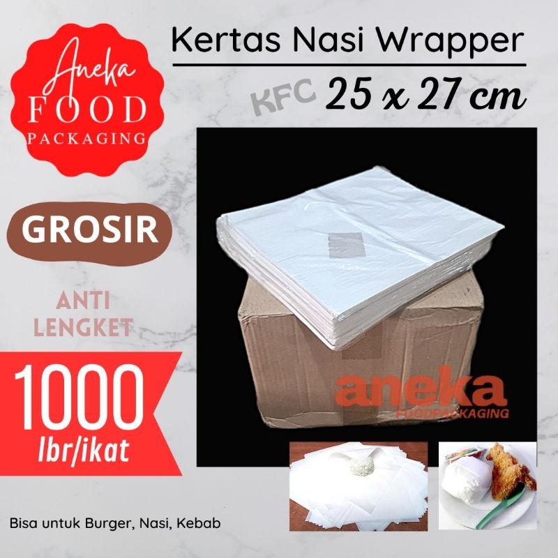 Jual GROSIR 1000lbr-Wrapper 25x27cm/kertas nasi kebab burger ala KFC ...