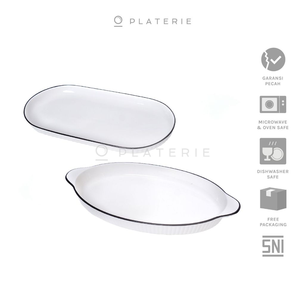 Jual PLATERIE Piring Saji Porcelain Embossed Serving Plates 12/14 Inch ...