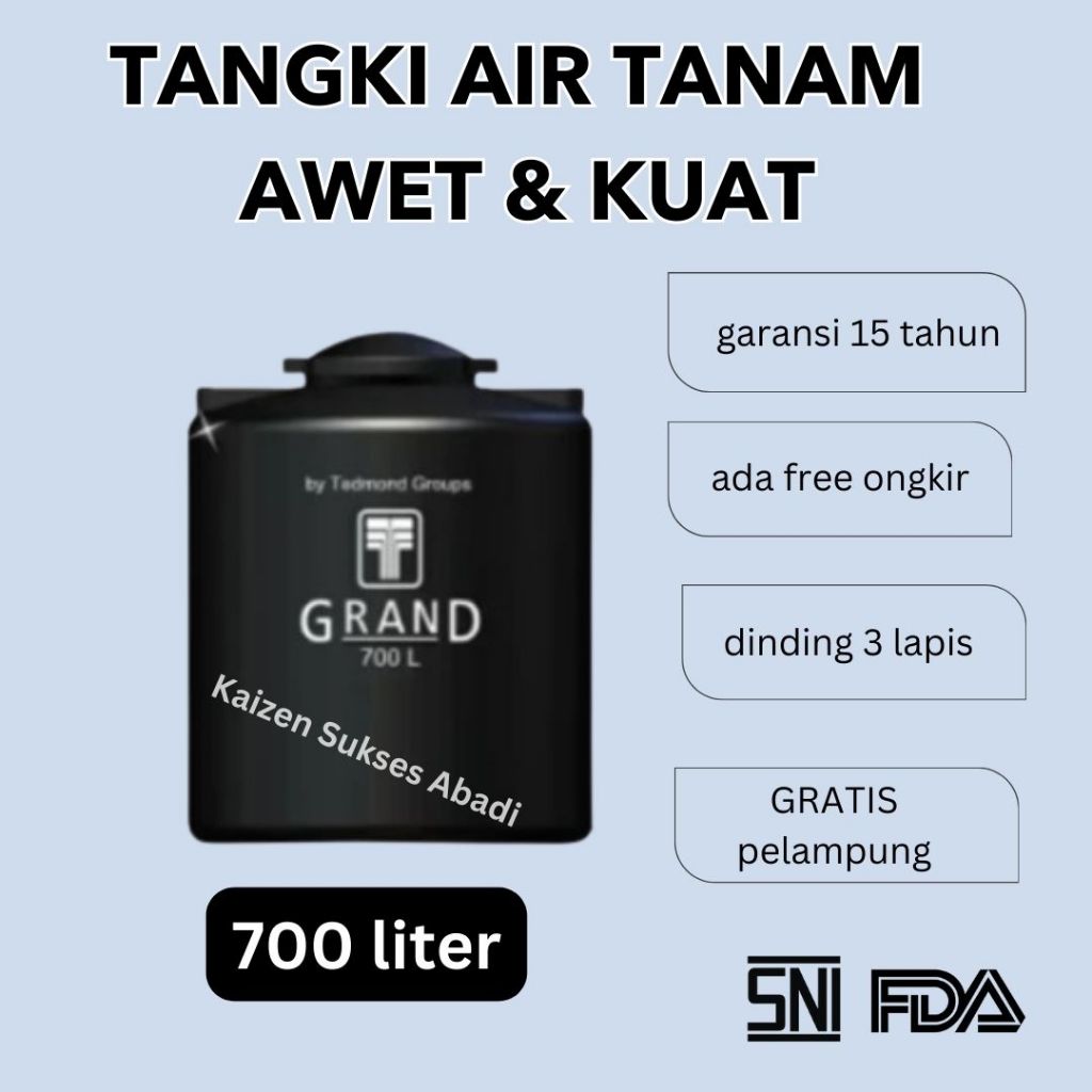 Jual tangki toren tandon air bawah tanah plastik merek tedmond grand ...