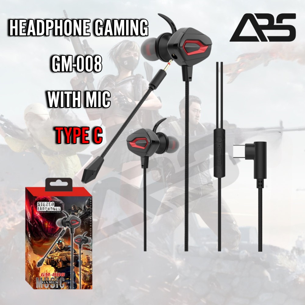 Jual Handsfree Headset Gaming Type C Plus Mic Gm-008 Stereo Strong Bass ...