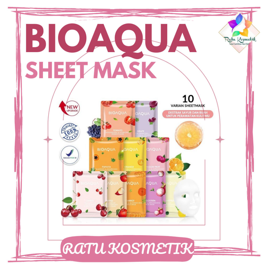 Jual BIOAQUA Sheet Mask | Hydrating Essence Face Mask 25g | Anti Aging | Whitening | Masker ...