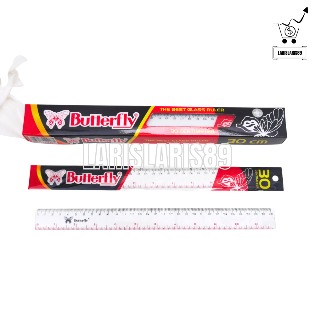 Jual [PER PCS] Penggaris Plastik 30 cm Butterfly - Garisan Plastic Mika ...