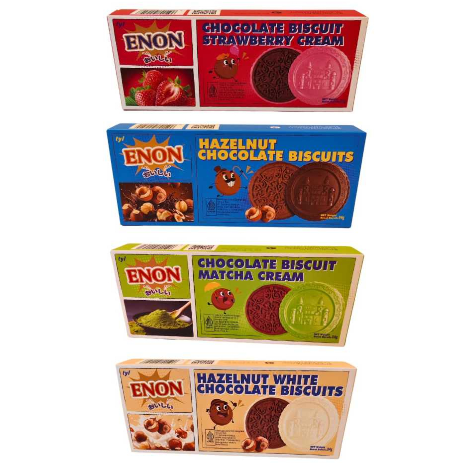Jual ENON Choco Biscuits Hazelnut White Chocolate Biskuit Lapis Cokelat ...