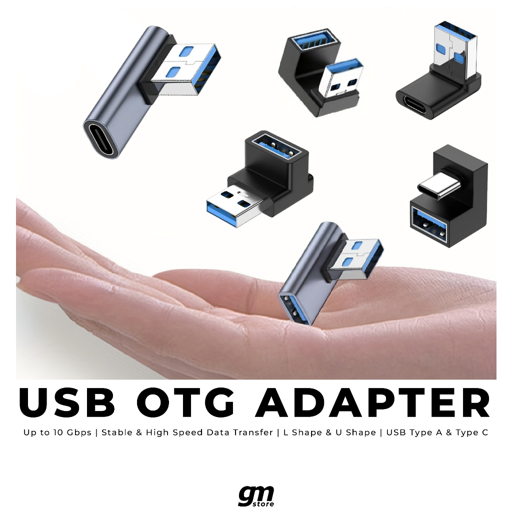 Jual USB 3.0 OTG Adapter Converter 3.2 Type C Adaptor 10 Gbps L Shape U ...