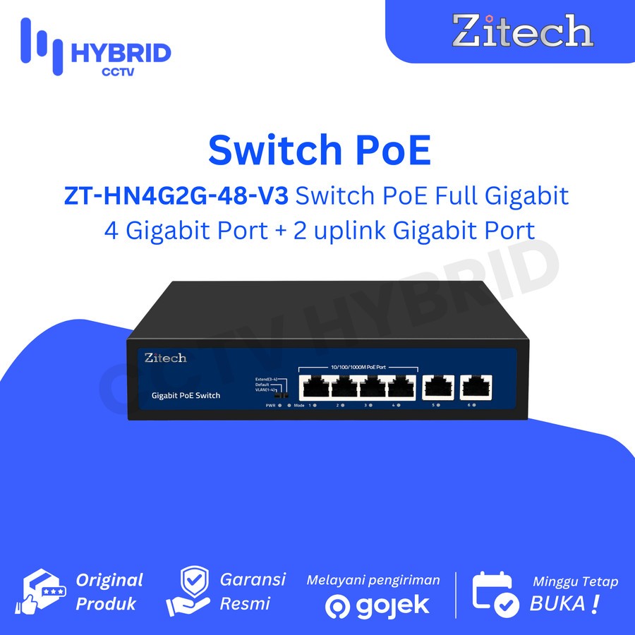 Jual Zitech Switch PoE ZT-HN4G2G-48-V3 Full Gigabit 4 Gigabit port + 2 ...