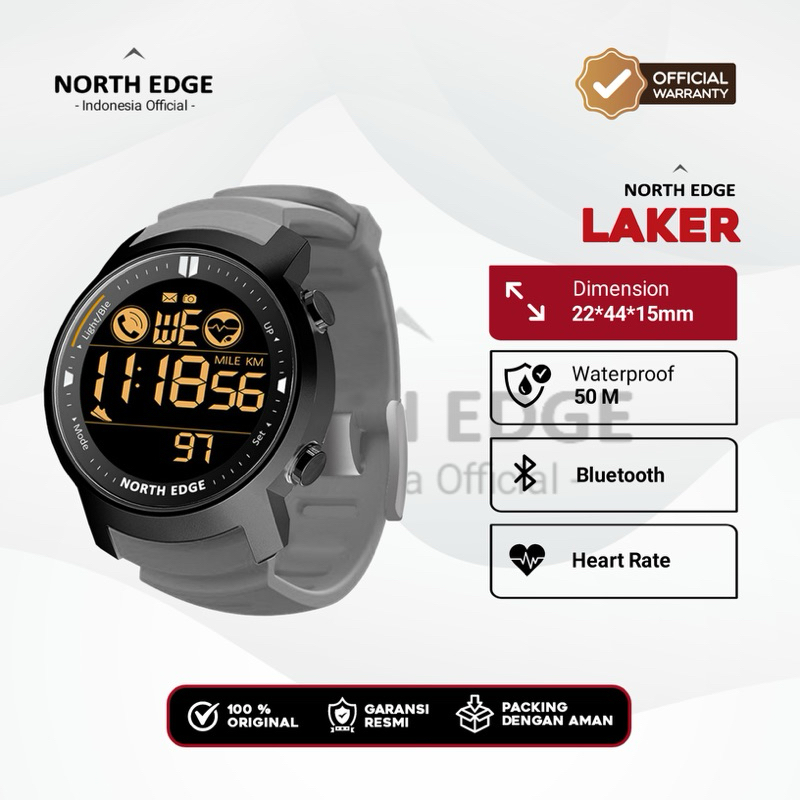 Jual North Edge Laker Smartwatch Digital Pria Anti Air 50m Fitur ...