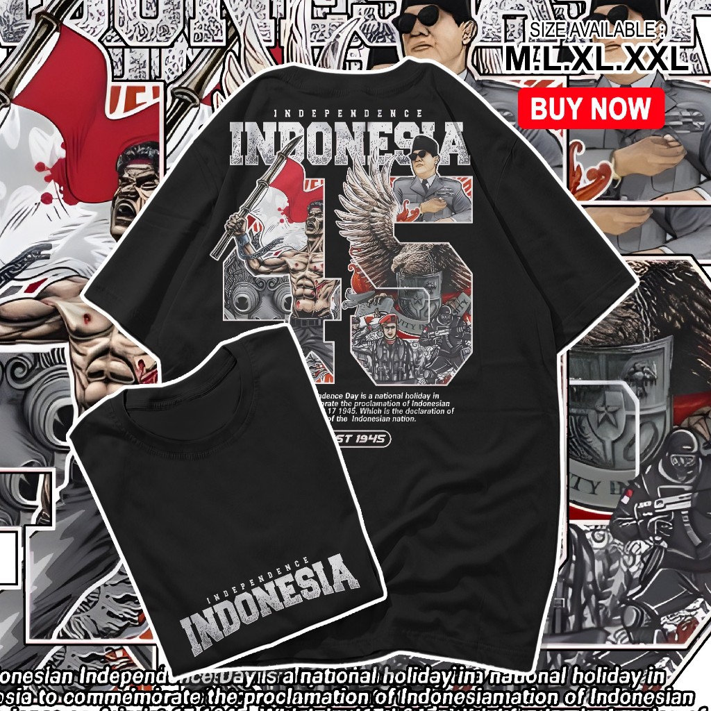 Jual Kaos Kemerdekaan 17 Agustus 2024 Merah Putih Special HUT RI Indonesia 79 - Est 1945 Garuda ...