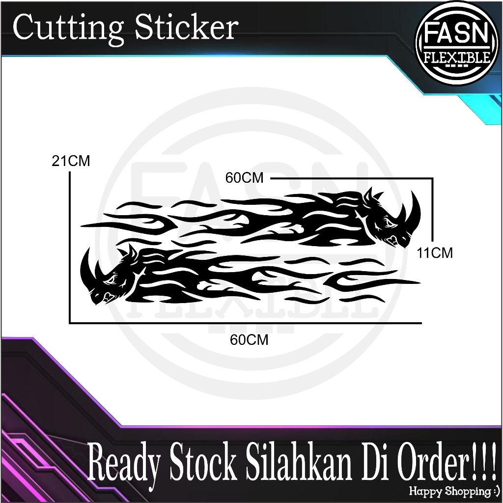 Jual Sticker Tribal Kepala Badak Sepasang Kanan Kiri (Cutting Sticker ...