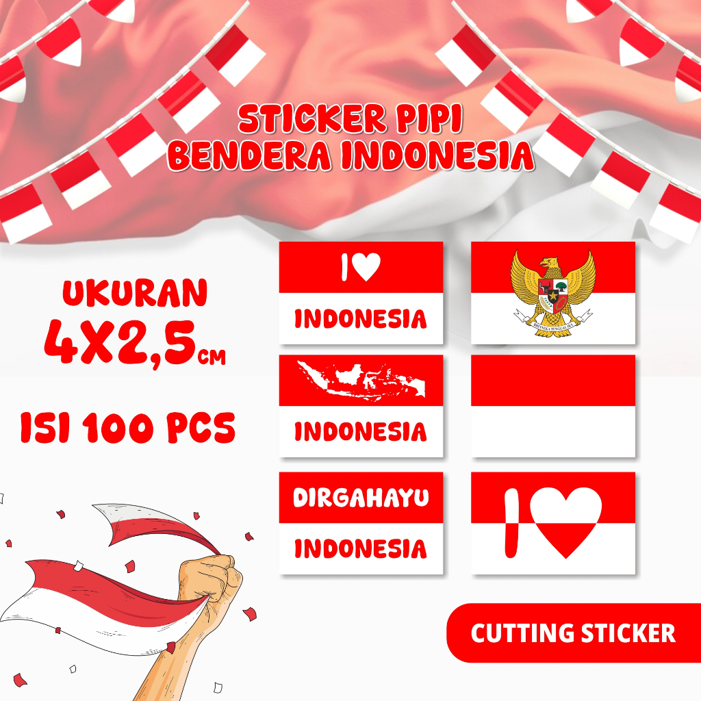 Jual Stiker HUT RI / Stiker pipi Stiker merah putih 100 pcs sudah di ...