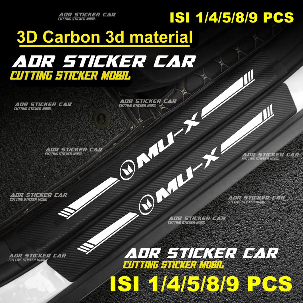 Jual 9PCS Sticker Sill Plate carbon 3D mobil isuzu MUX sticker carbon ...
