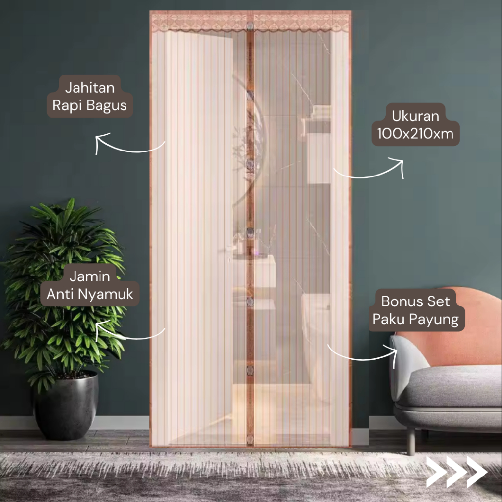 Jual Tirai Pintu Kamar Magnet Anti Nyamuk Tebal Kelambu Gorden Kamar ...