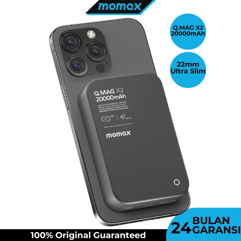 Jual Wireless Powerbank Momax Q Mag X2 20000 mAh Slim MagSafe Magnetic ...