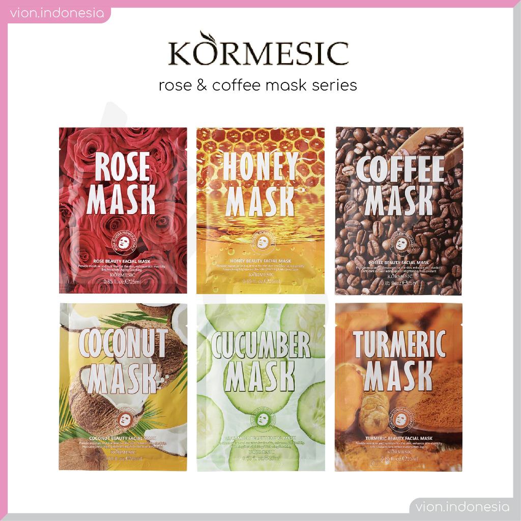 Jual KORMESIC Facial Sheet Mask Rose Coffee Turmeric Series Masker ...