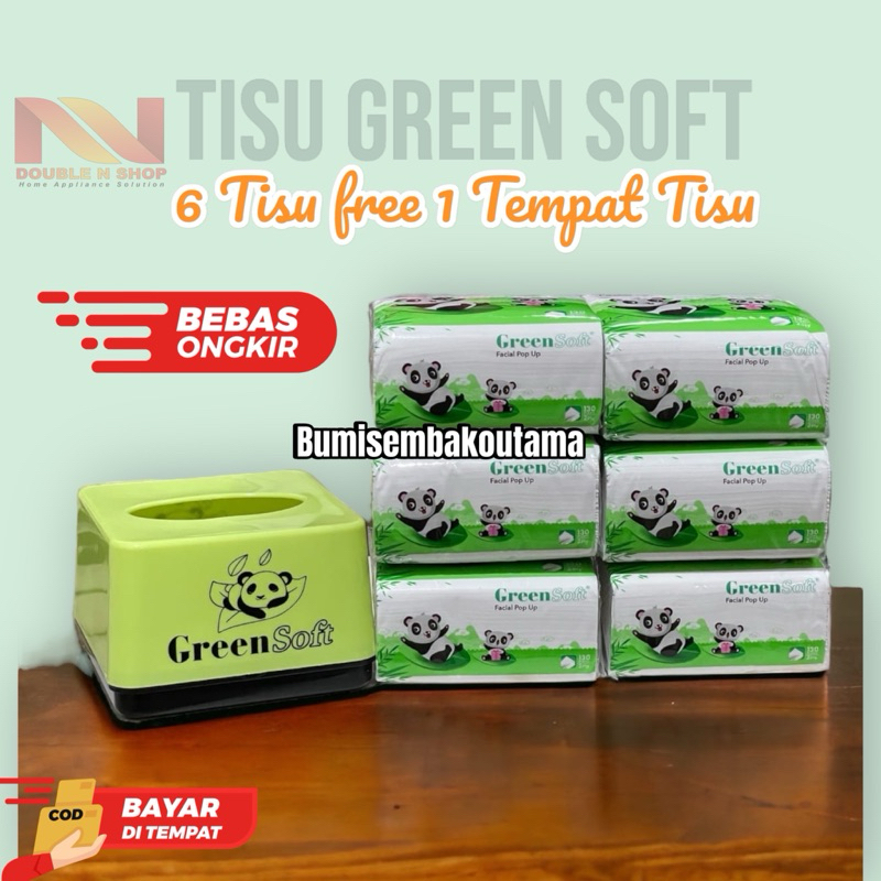 Jual TISU GREENSOFT POPUP 130 SHEETS + BOX FACIAL TISSUE POP UP 130s ...