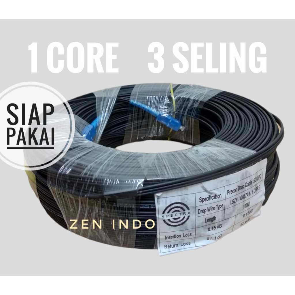 Jual Kabel Precon Fiber Optik FO SPECTRA 1 CORE 3 SELING 1 Core 3 Sling Kabel FO 50M 75M 100M ...