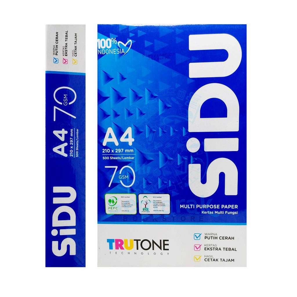 Jual SIDU Kertas HVS Fotocopy 70 GSM A4 1 RIM 500 LEMBAR | Shopee Indonesia